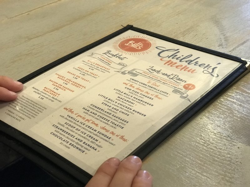 Bill's Restaurant Children's Menu | Pinkoddy's Blog